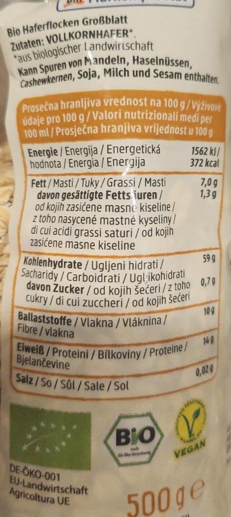 Hafer Flocken Großblatt dmBio - kalorie, kJ i wartości odżywcze ... Hafer Flocken Großblatt dmBio - kalorie, kJ i wartości odżywcze ...