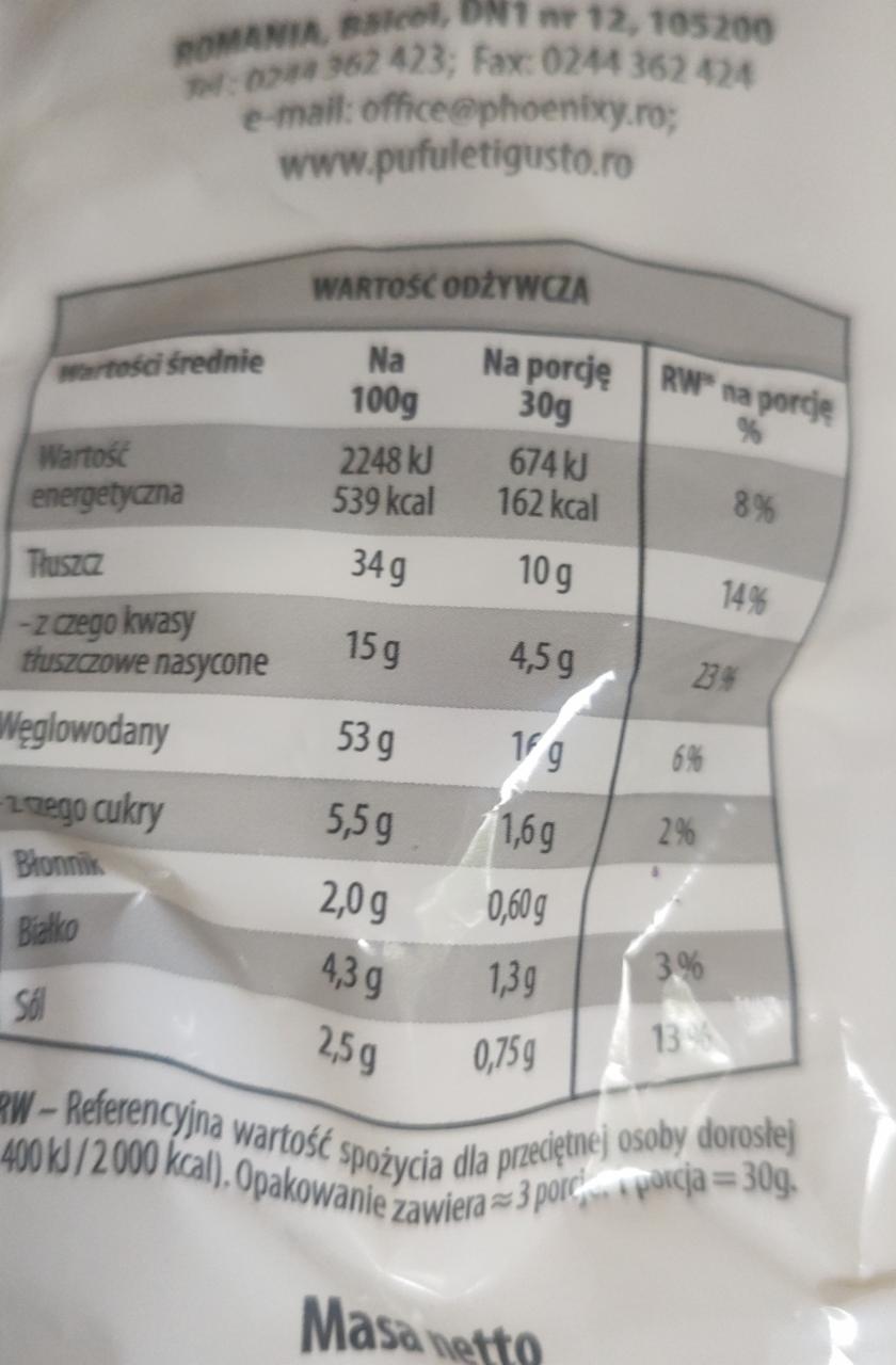 Chrupki kukurydziane o smaku serowym Gusto - kalorie, kJ i wartości ... Chrupki kukurydziane o smaku serowym Gusto - kalorie, kJ i wartości ...
