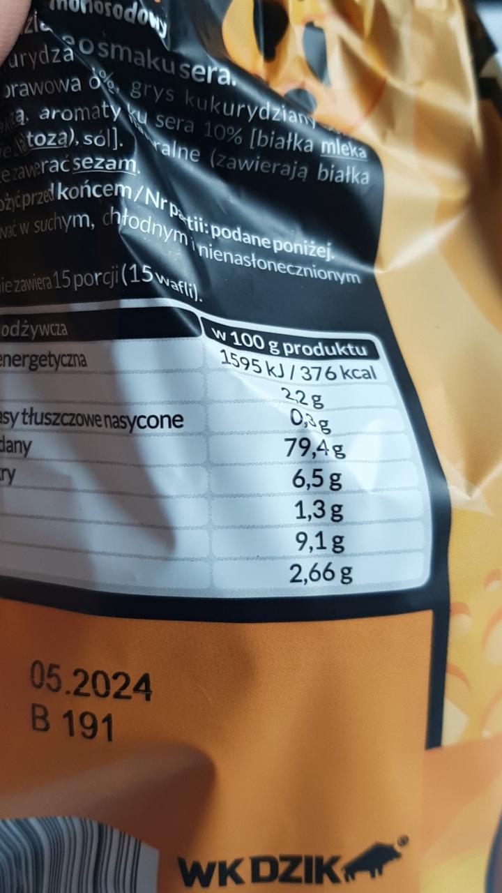 Wafle kukurydziane o smaku serowym Dzik - kalorie, kJ i wartości ... Wafle kukurydziane o smaku serowym Dzik - kalorie, kJ i wartości ...