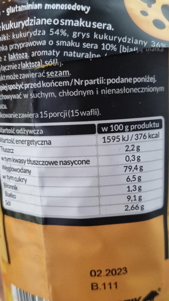 Dzik wafle kukurydziane o smaku serowym - kalorie, kJ i wartości ... Dzik wafle kukurydziane o smaku serowym - kalorie, kJ i wartości ...